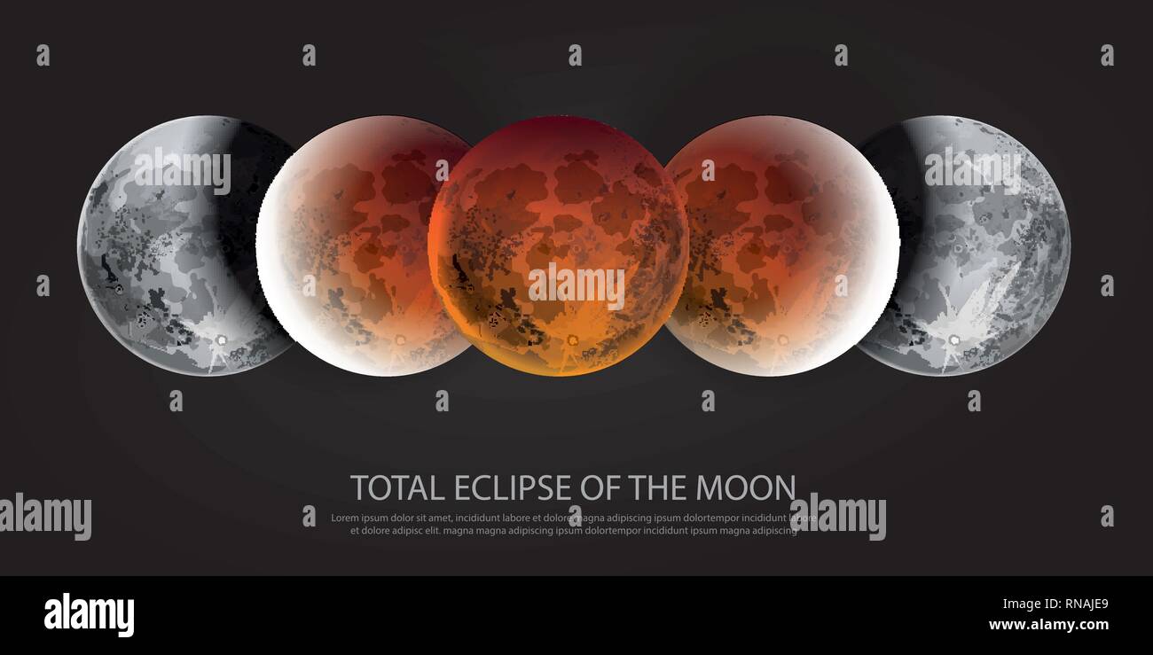Total Eclipse of the Moon Vector illustration Stock Vector Image & Art ...