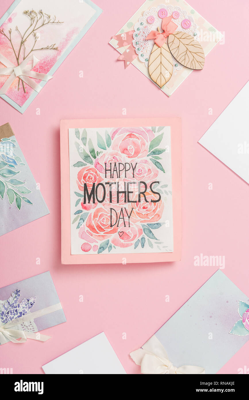 happy mothers day greeting card with flowers, and various mothers day ...
