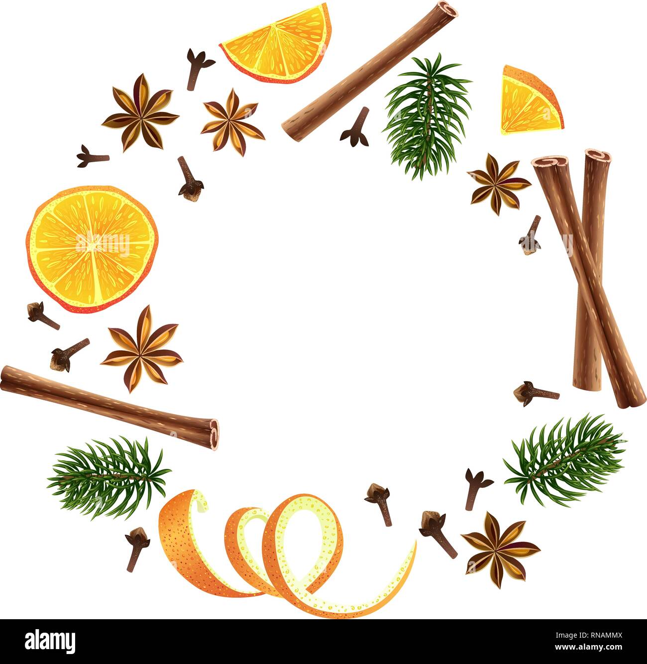 Christmas food background wreath Stock Vector Images - Alamy