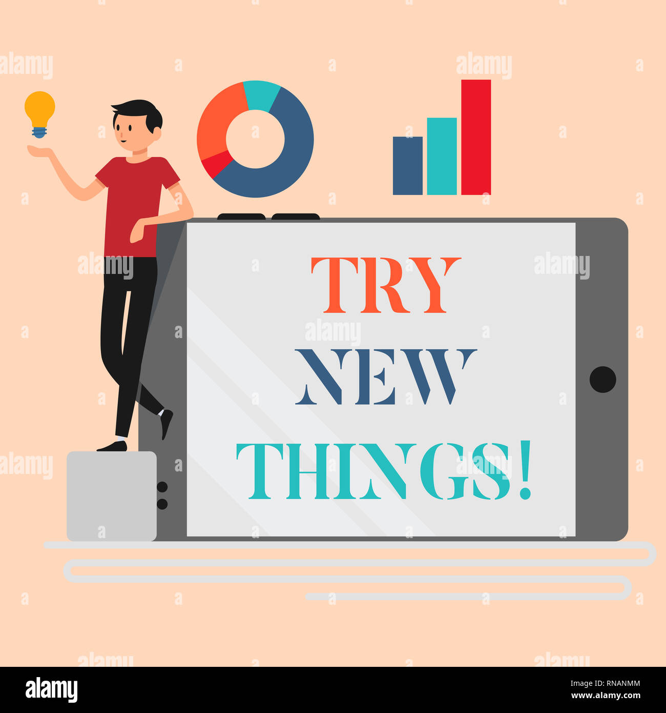 Handwriting text writing Try New Things. Concept meaning Do different ...