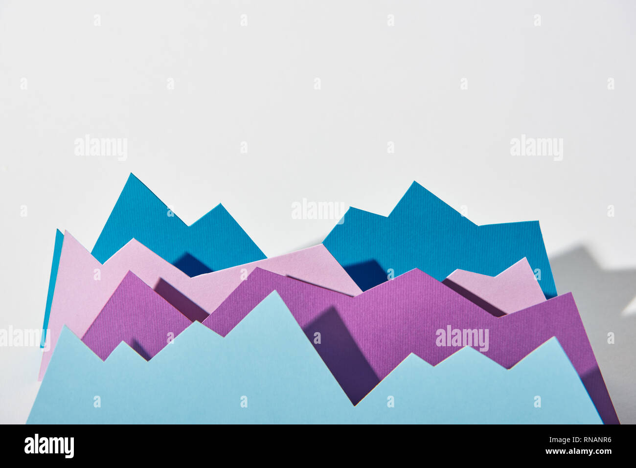 blue and purple paper graphs with copy space on white background Stock ...