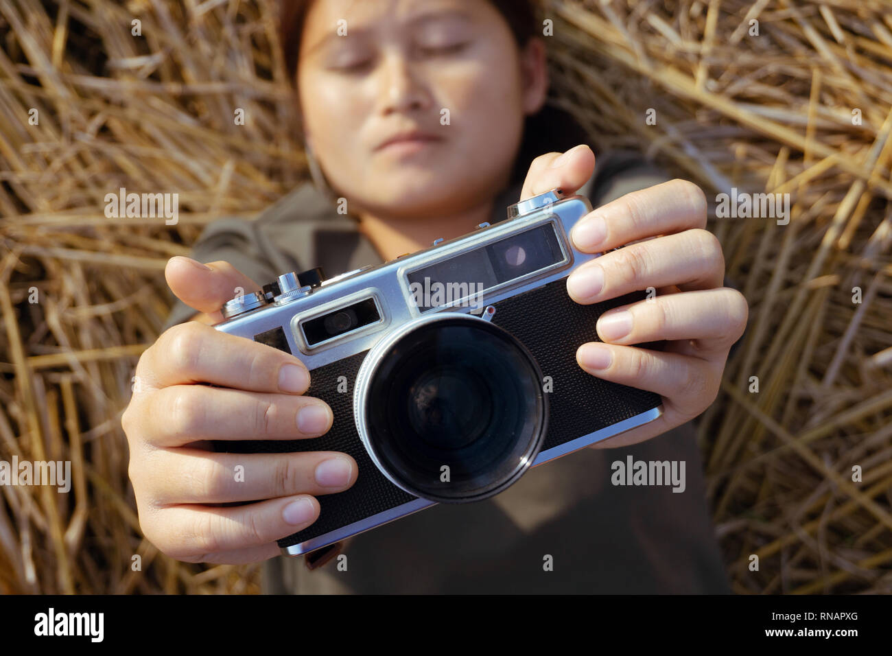 Just learned to use a camera, old film camera Stock Photo - Alamy