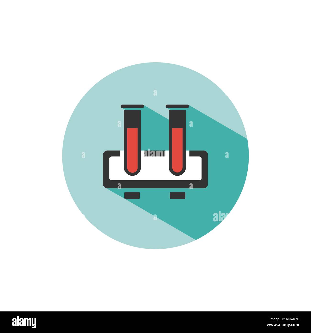 Medical test tubes icon with blood on a green circle. Flat vector ...