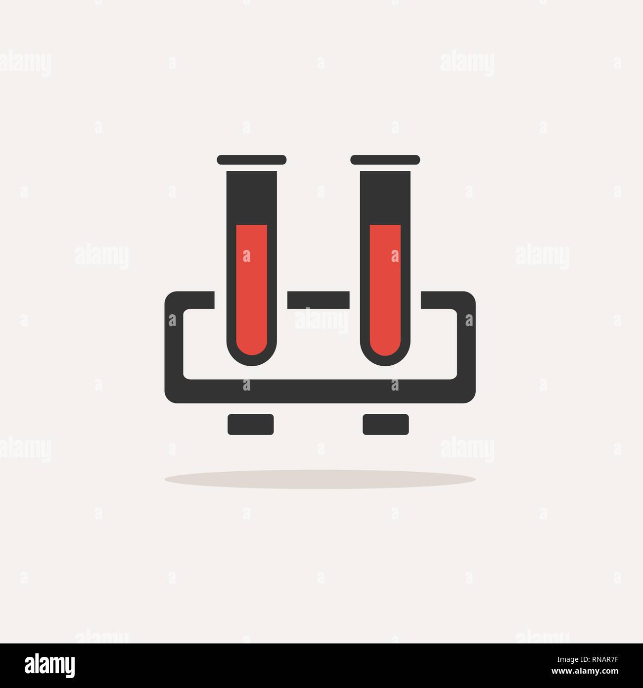 Medical test tubes icon with blood and shade. Flat vector illustration ...