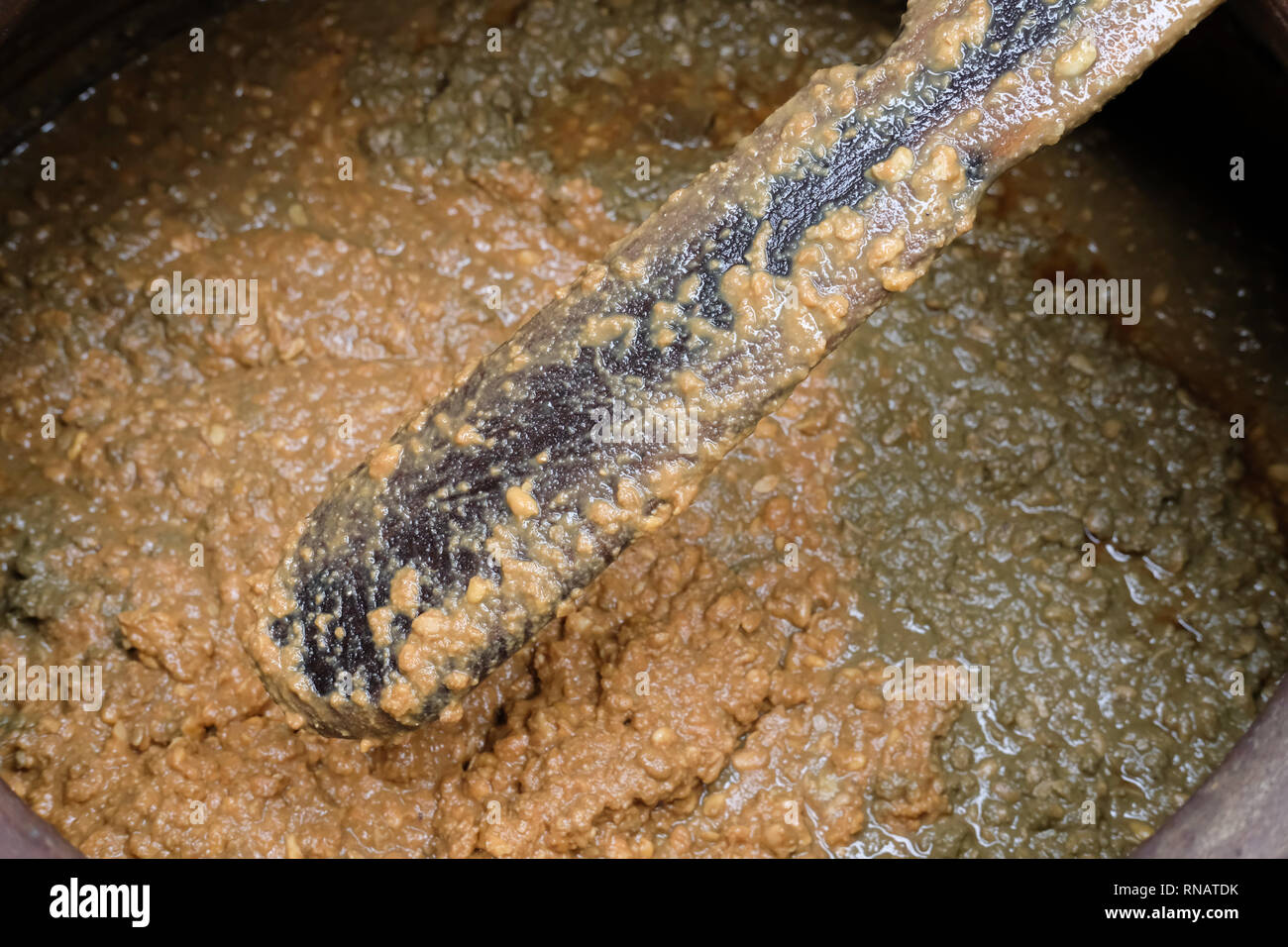 salted soybean paste fermented in jar. soy production Stock Photo - Alamy