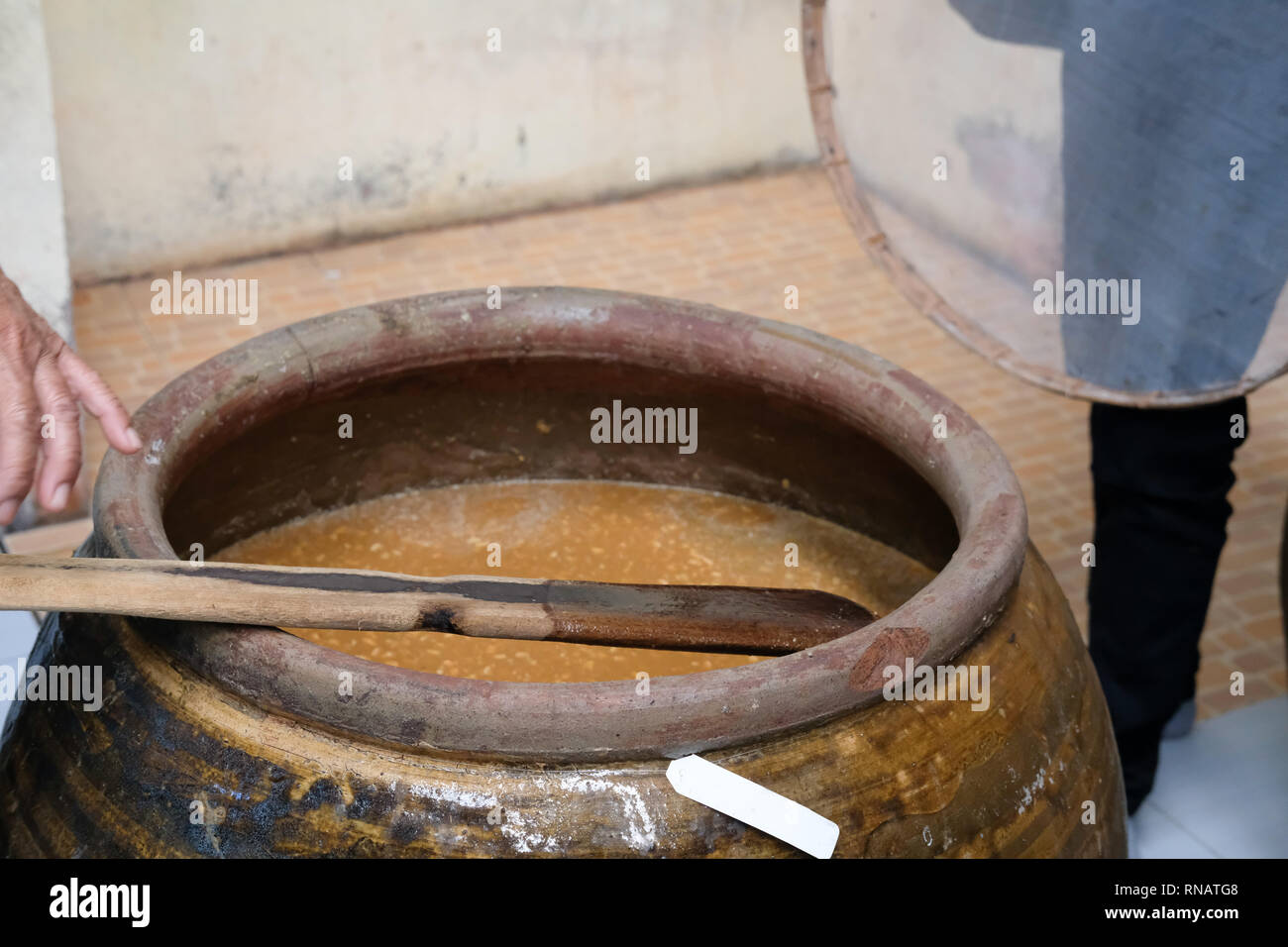 salted soybean paste fermented in jar. soy production Stock Photo - Alamy