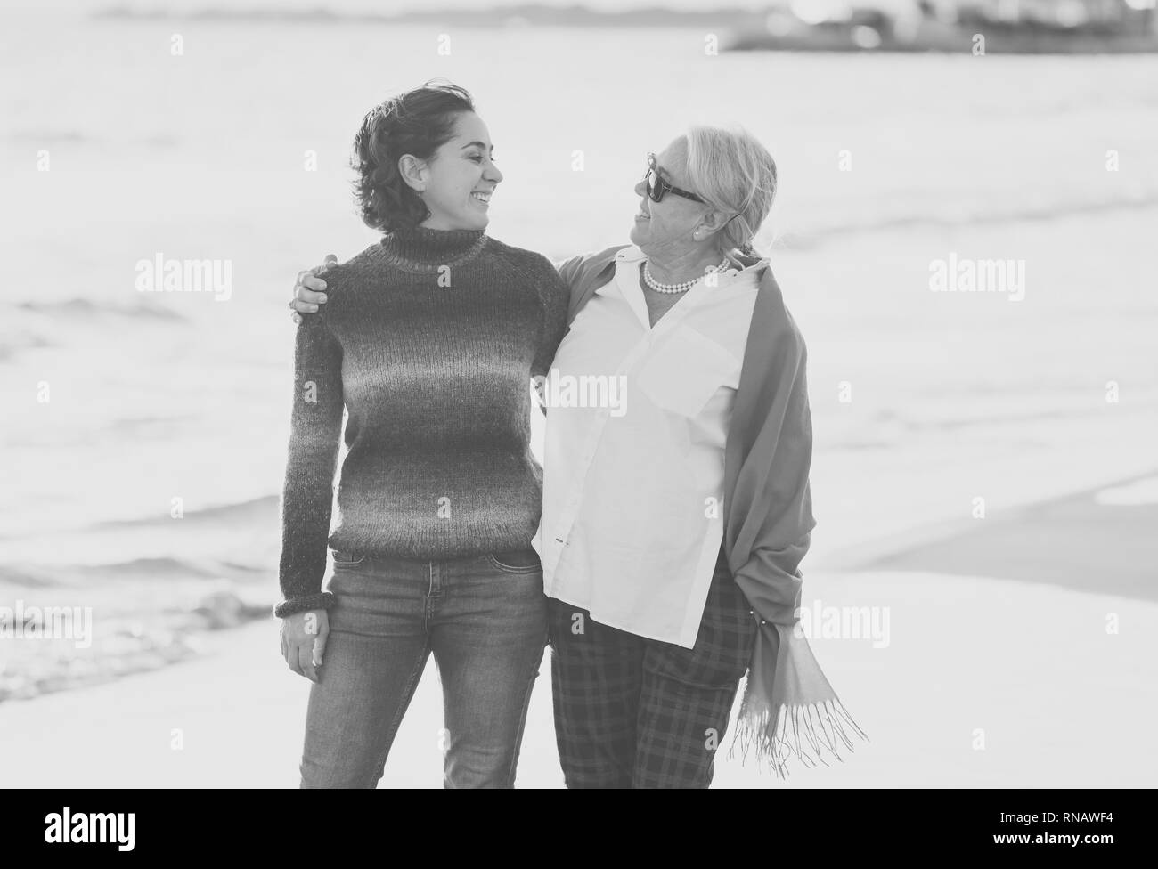 Portrait happy family spending Black and White Stock Photos & Images ...