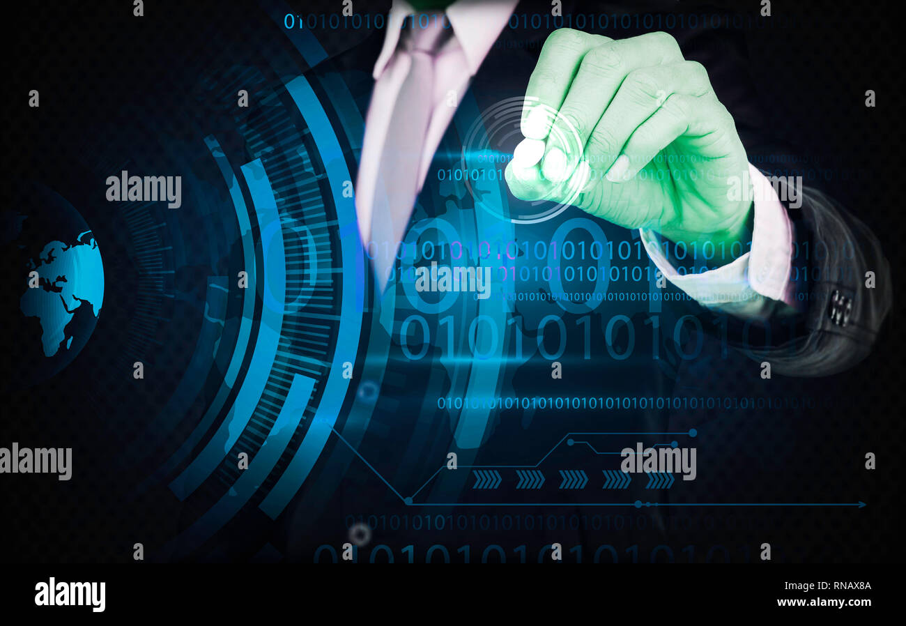 Business man hand pointing abstract technology digital Stock Photo - Alamy