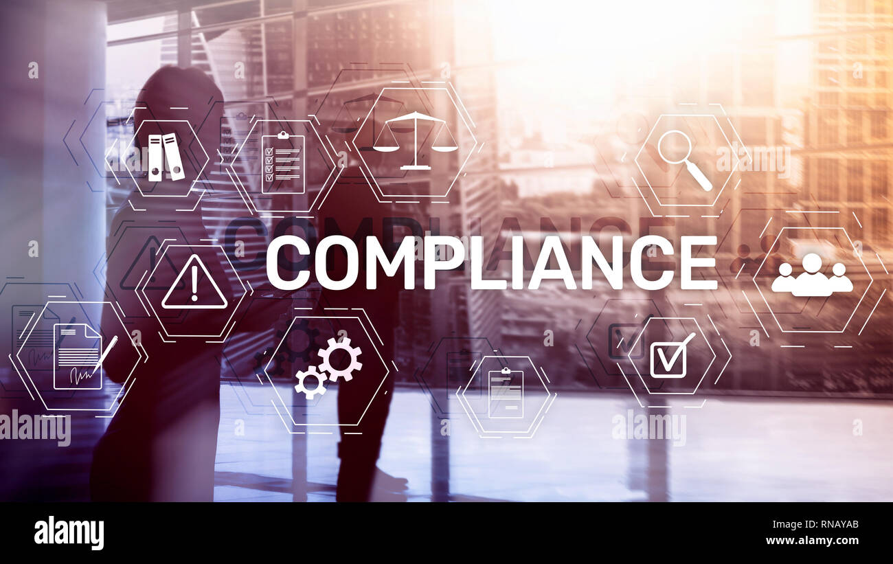 Compliance diagram with icons. Business concept on abstract background ...