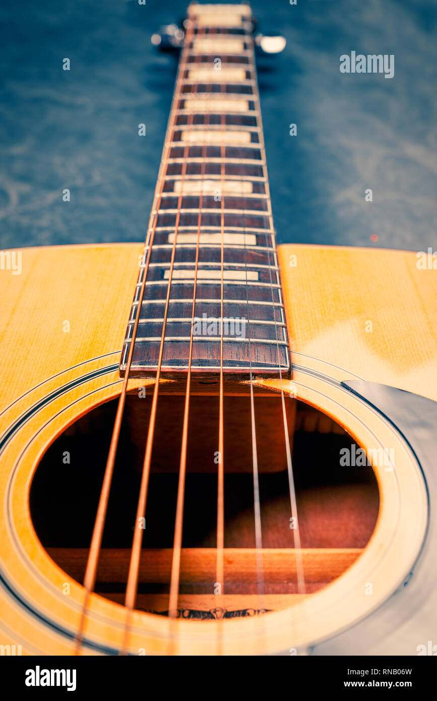 acoustic guitar on marble background,music concept.Vertical photo Stock ...