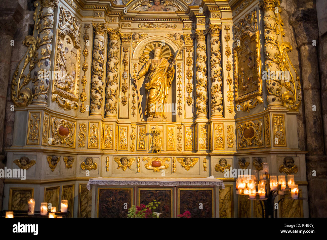 Conques abbey church saint foy altar faith sainte foye de conque hi-res ...