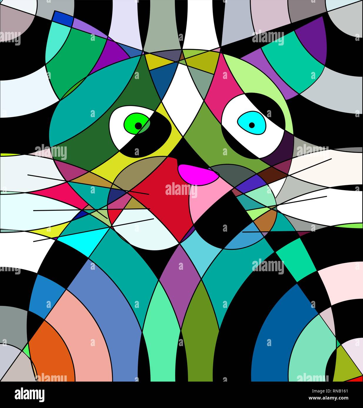 colored background image portrait of the abstract cat Stock Vector ...
