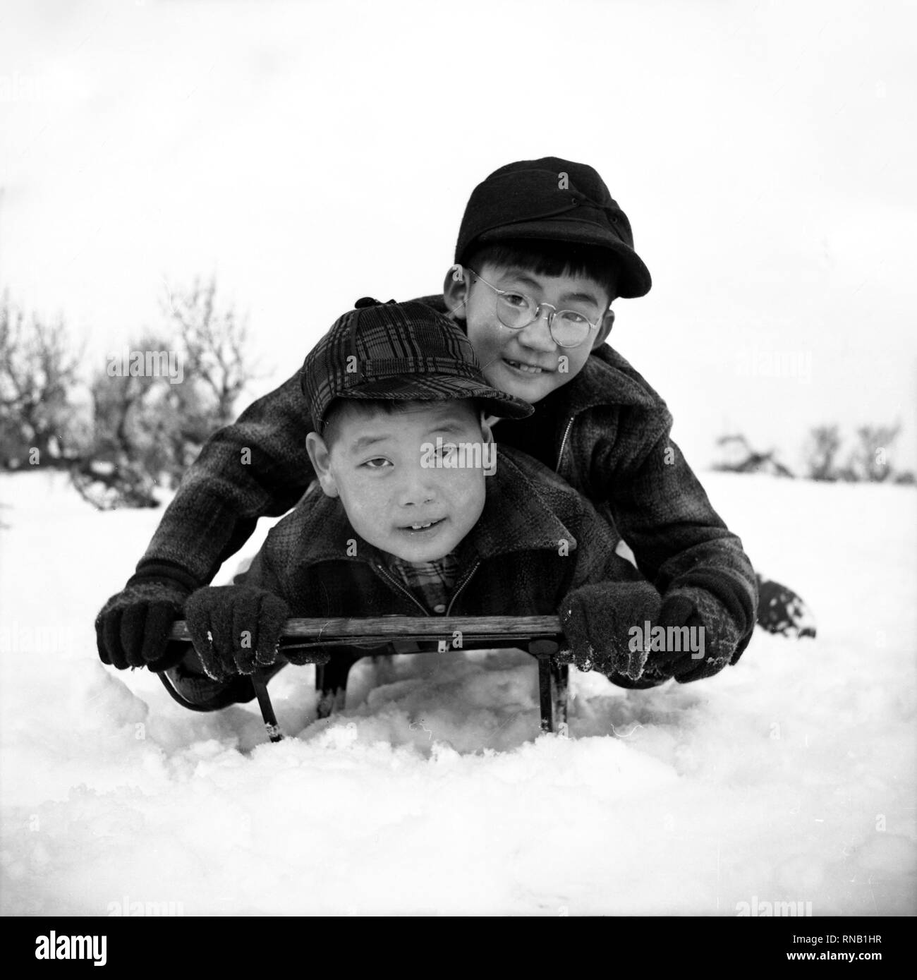 Japanese boys sledding hi-res stock photography and images - Alamy