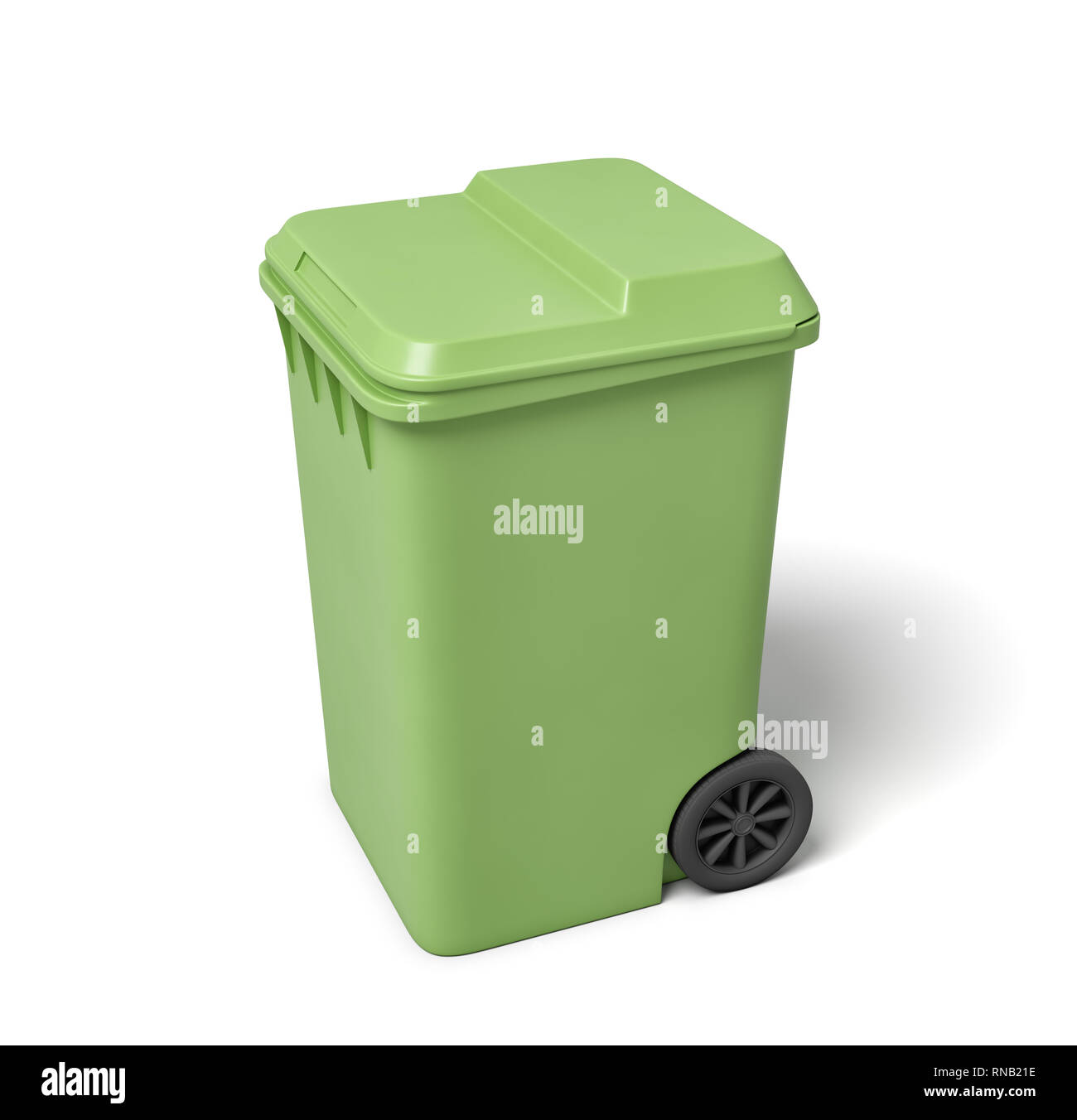 3d rendering of a light-green trash can isolated on white background ...