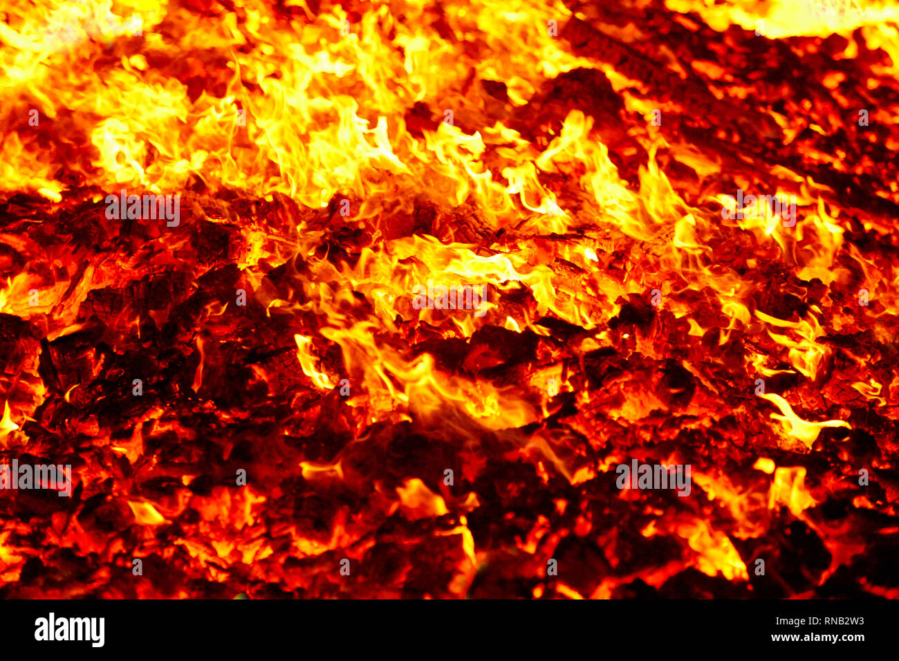 Fire. Volcano incandescent material. Hot charcoal bonfire. Carbon ...