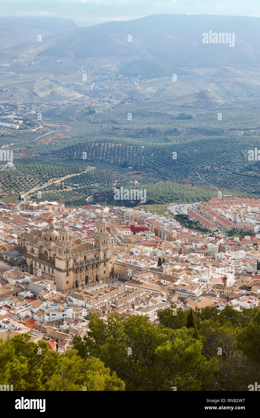 Traditional spanish andalusian town of Jaen. City center and cathedral ...