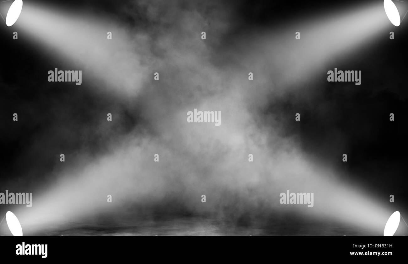 Projector spotlight on the floor . Beautfiul white performance stage ...