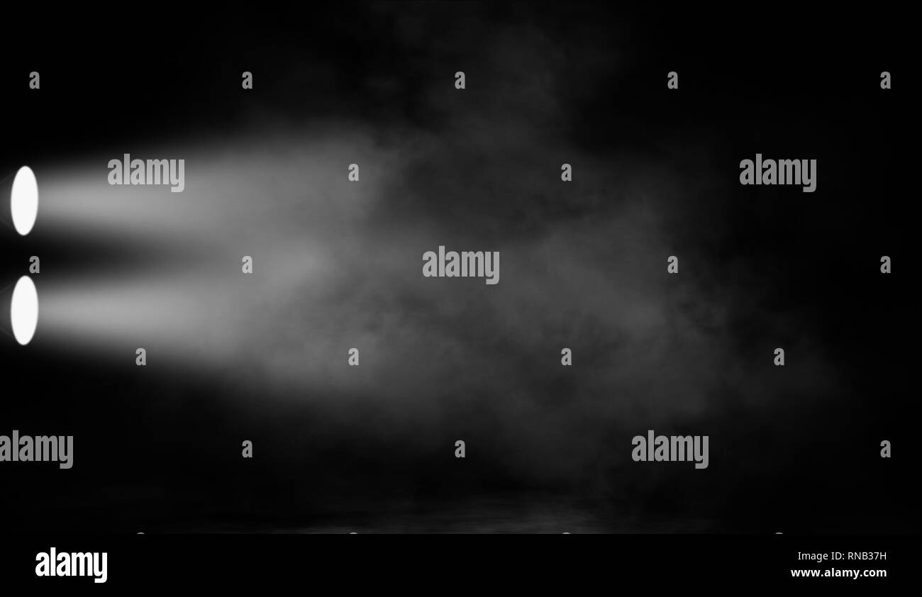 Misty projector . Spotlight with smoke fog effect. Isolated on black ...