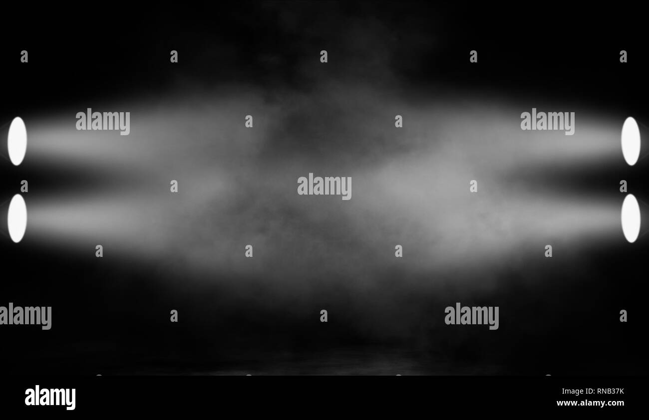 Misty projector . Spotlight with smoke fog effect. Isolated on black ...