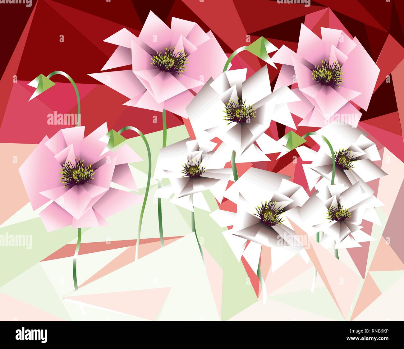 Colorful Poppies on cubism background Stock Vector Image & Art - Alamy