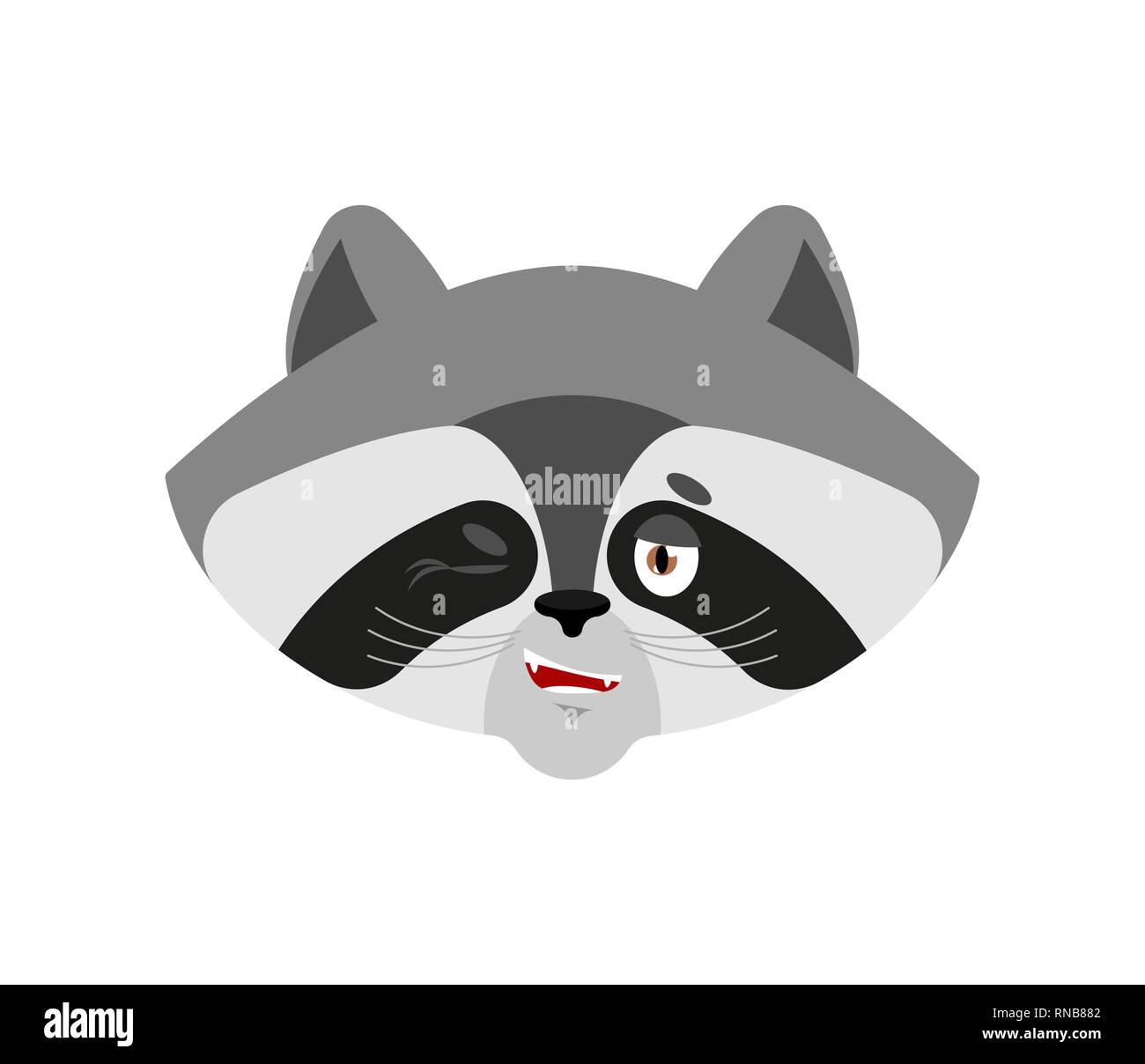 Raccoon winks. Racoon happy emoji. coon Vector illustration Stock ...