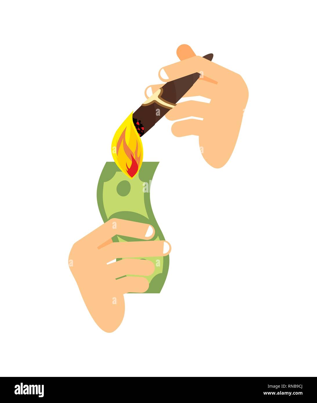Lighting cigar with dollar isolated. Rich symbol Vector illustration ...