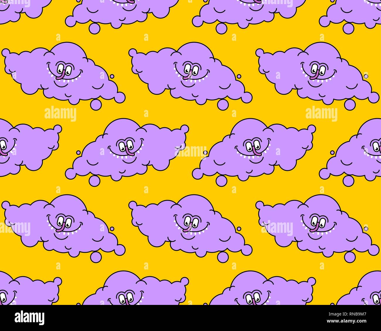 Cloud Funny pattern seamless. Cheerful clouds background. Vector ...