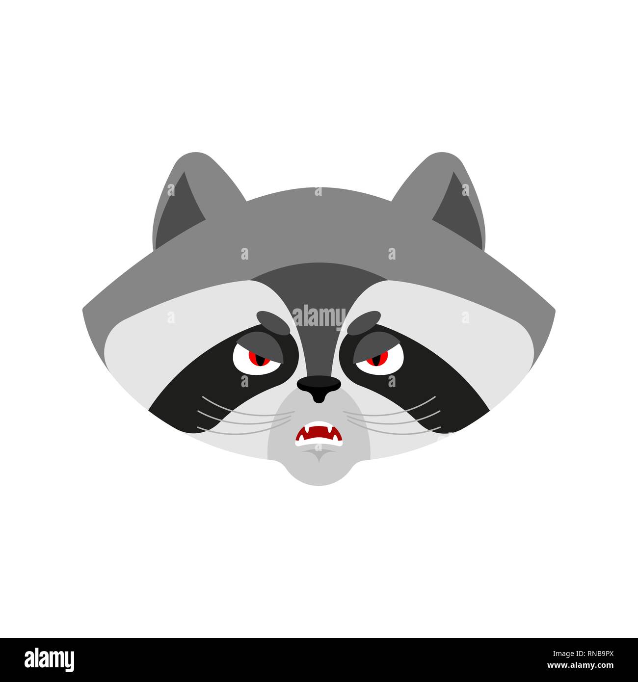 Raccoon angry emoji. Racoon evil emotions avatar. Coon aggressive ...