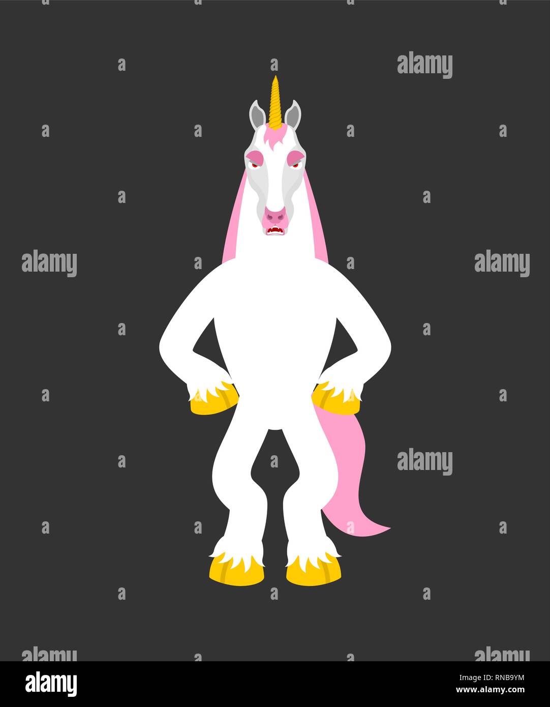 Unicorn angry. Magic horse evil emotions. Fairy Beast aggressive ...