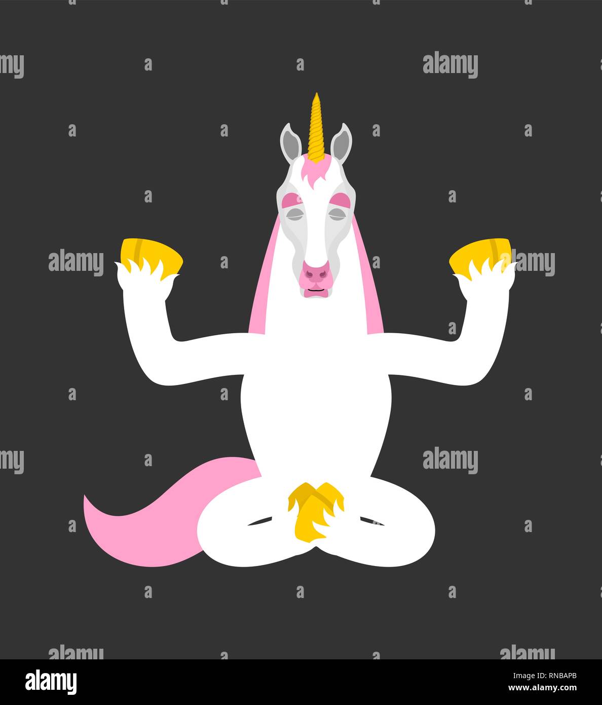Unicorn yoga. Magic horse yogi isolated. Fairy Beast Relaxation and ...