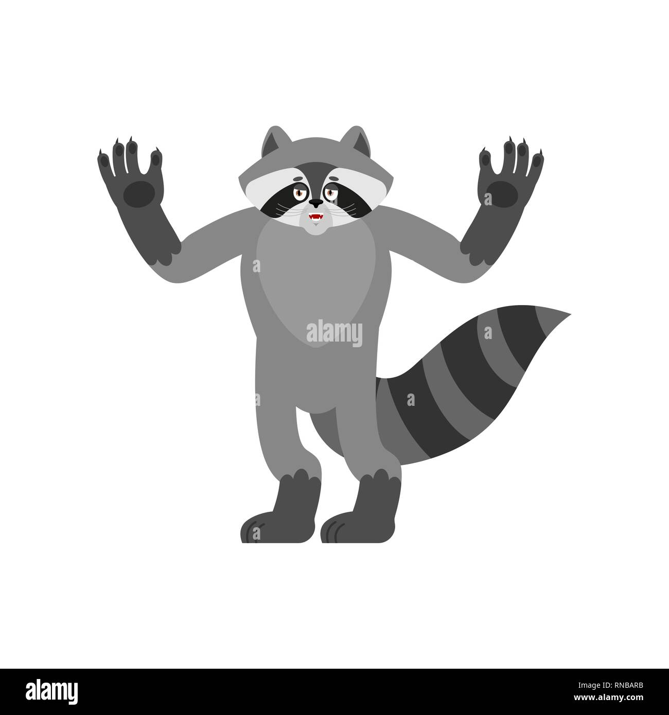 Raccoon happy. Racoon merry emotions. Coon Joyful. Vector illustration ...