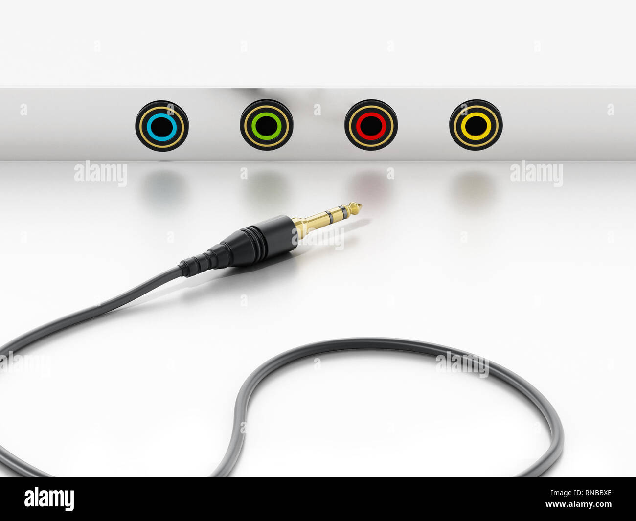 3.5 inch plug and jacks isolated on white background. 3D illustration ...