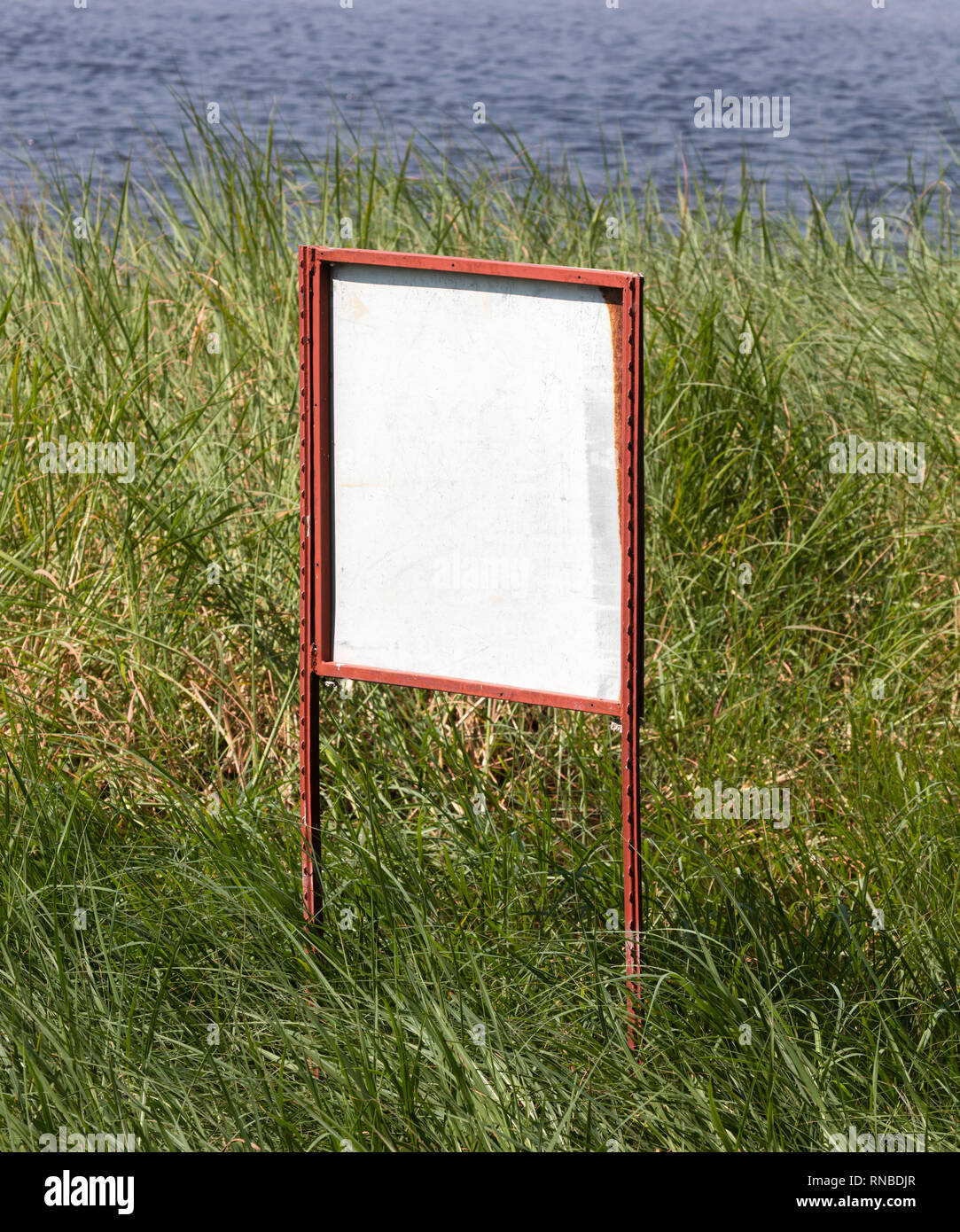 Empty sign at the waterfront - River in Botswana Stock Photo - Alamy