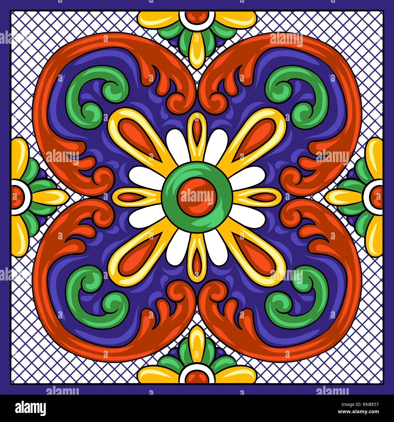 Mexican talavera ceramic tile pattern. Ethnic folk ornament Stock ...