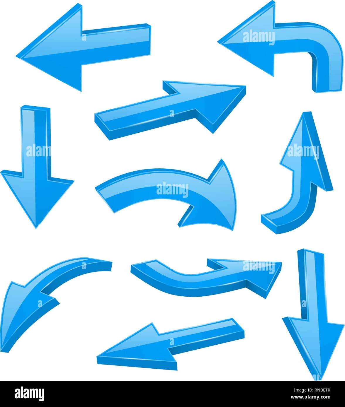 Blue bold arrows. 3d shiny signs Stock Vector Image & Art - Alamy