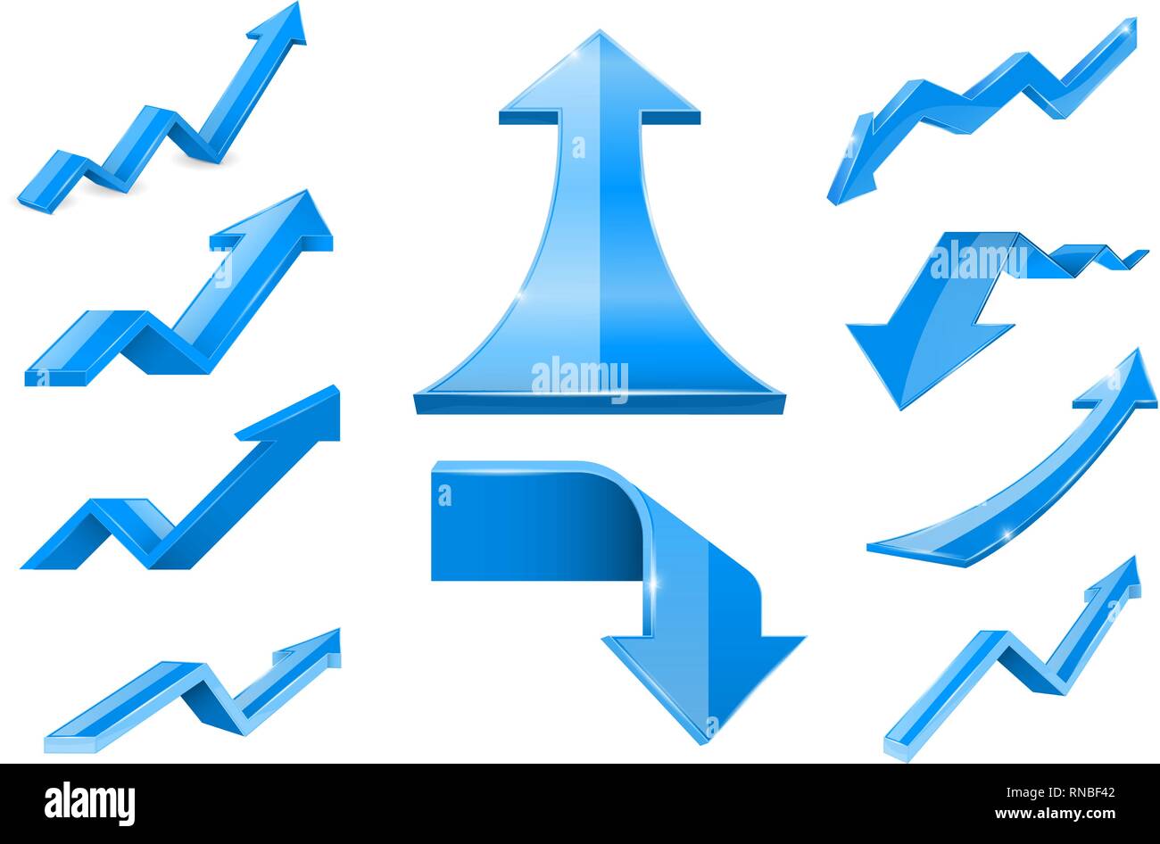 Blue arrows. Financial indication icons set Stock Vector Image & Art ...