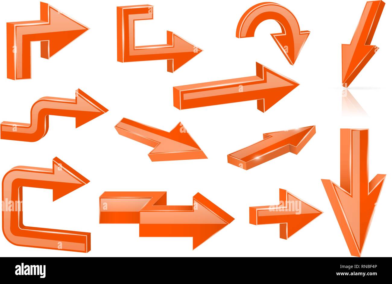 Set of orange arrows. Shiny 3d web icons Stock Vector Image & Art - Alamy
