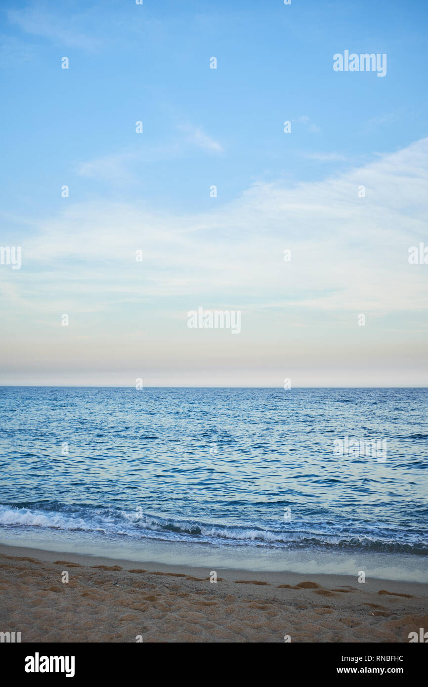 wild swimming beach without people after sunset without sun Stock Photo ...