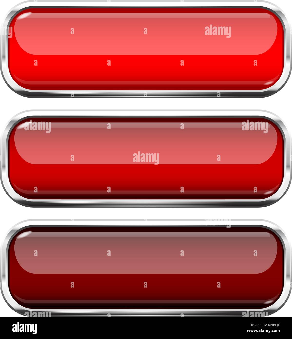 Red glass buttons. Web 3d shiny rectangle icons with chrome frame Stock ... Red glass buttons. Web 3d shiny rectangle icons with chrome frame Stock ...