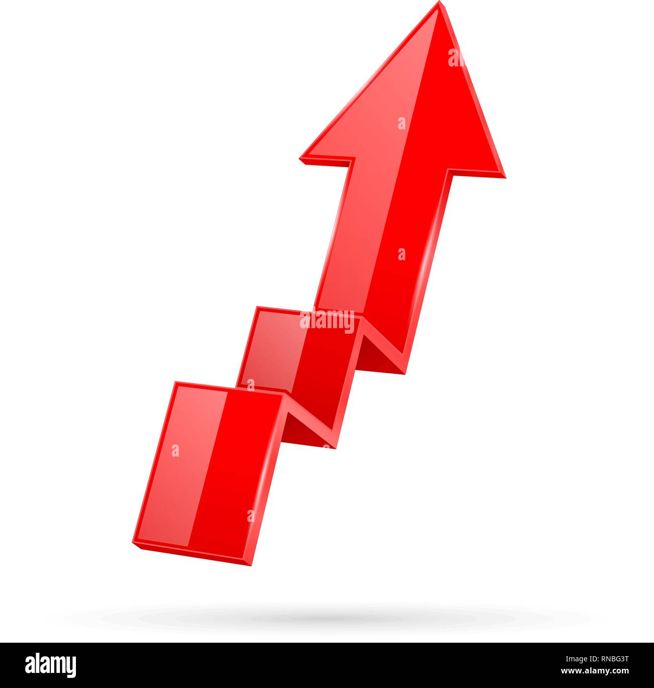 Red indication arrow. Moving up 3d financinal sign Stock Vector Image ...