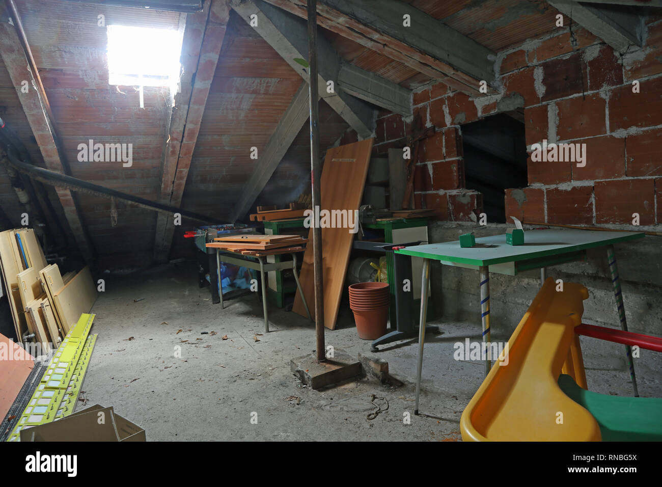Old garret attic loft roof hi-res stock photography and images - Alamy