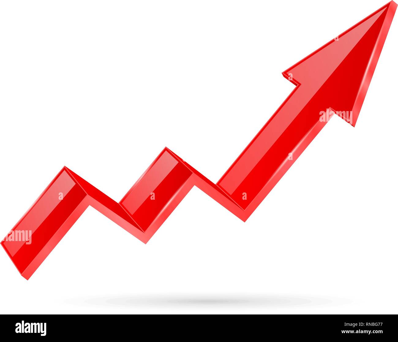 Red indication arrow. Moving up 3d financinal sign Stock Vector Image ...