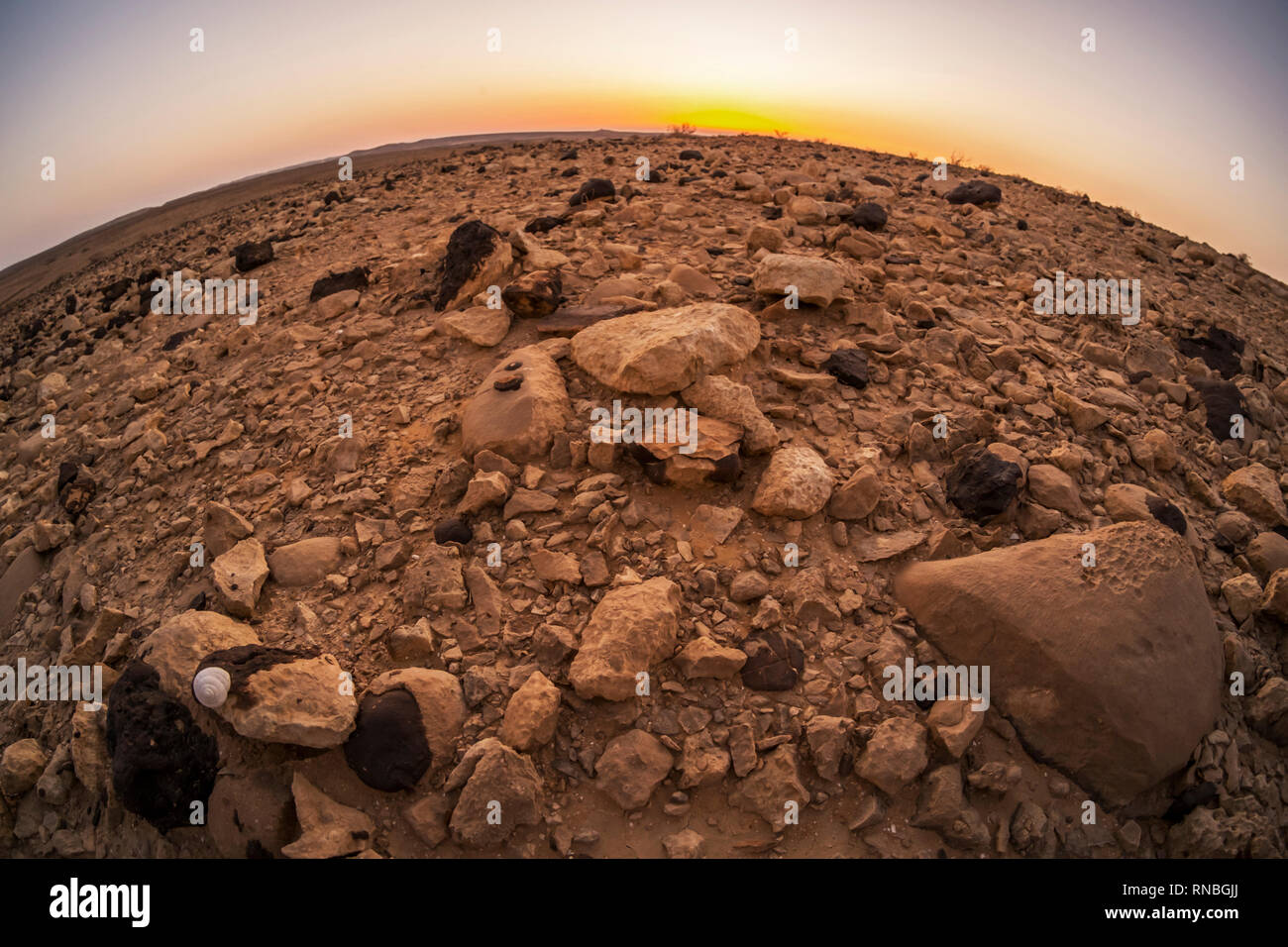 fish eye view of sunset over the desert Stock Photo - Alamy