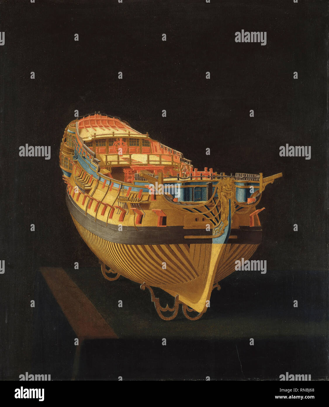 English Anonymous Artist. Model of a Ship, Stern View (ca. 1740). Oil ...