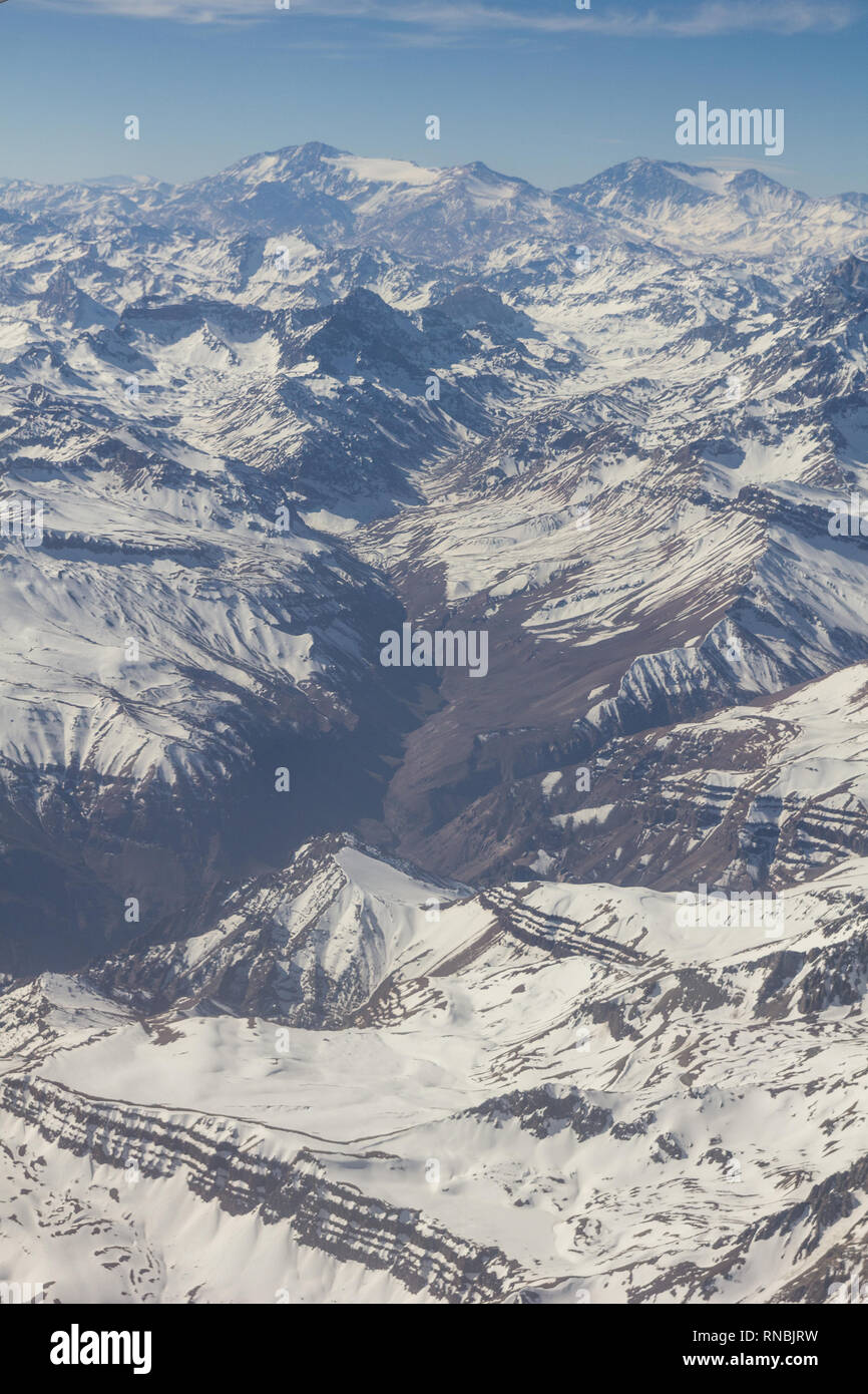 Andean mountains. Aerial photo. Range of the Andes between Argentina ...