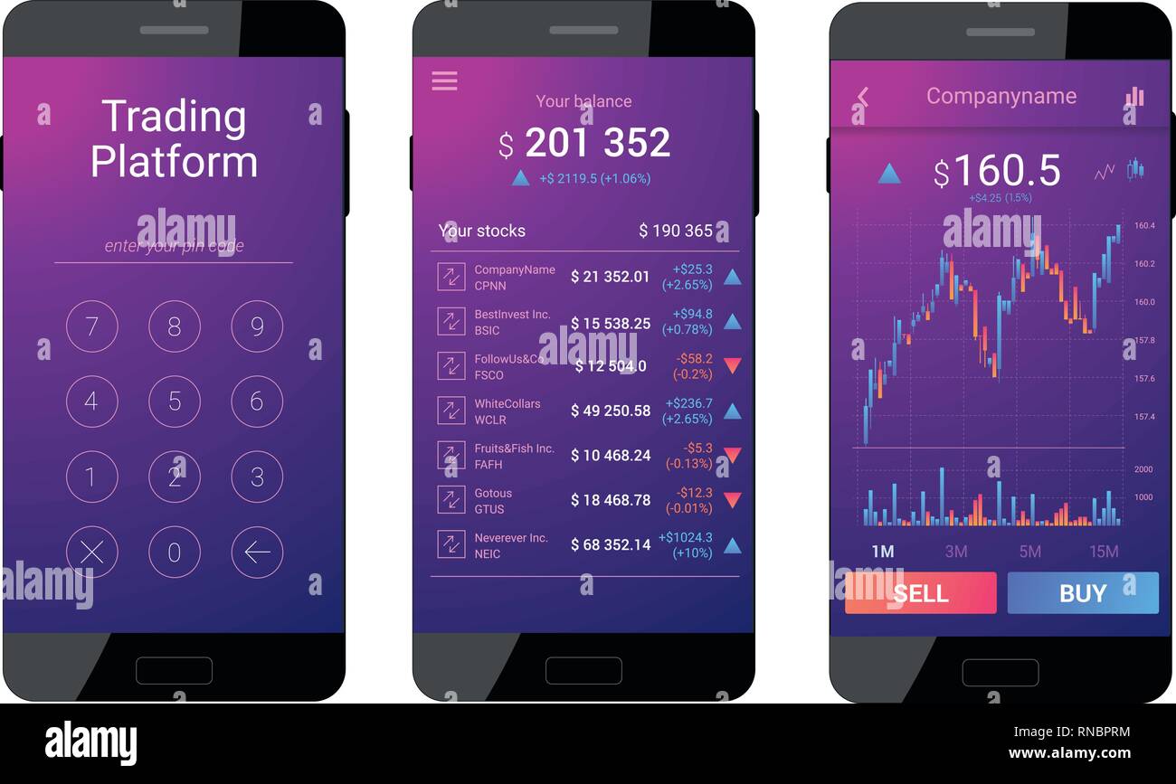 Trading mobile interface Stock Vector Image & Art - Alamy