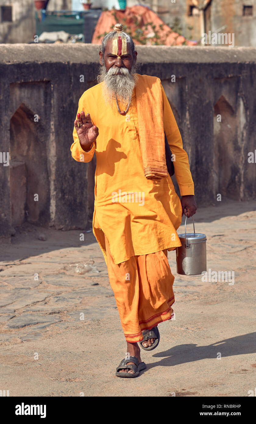 Hindu holy man sadhu walks hi-res stock photography and images - Alamy