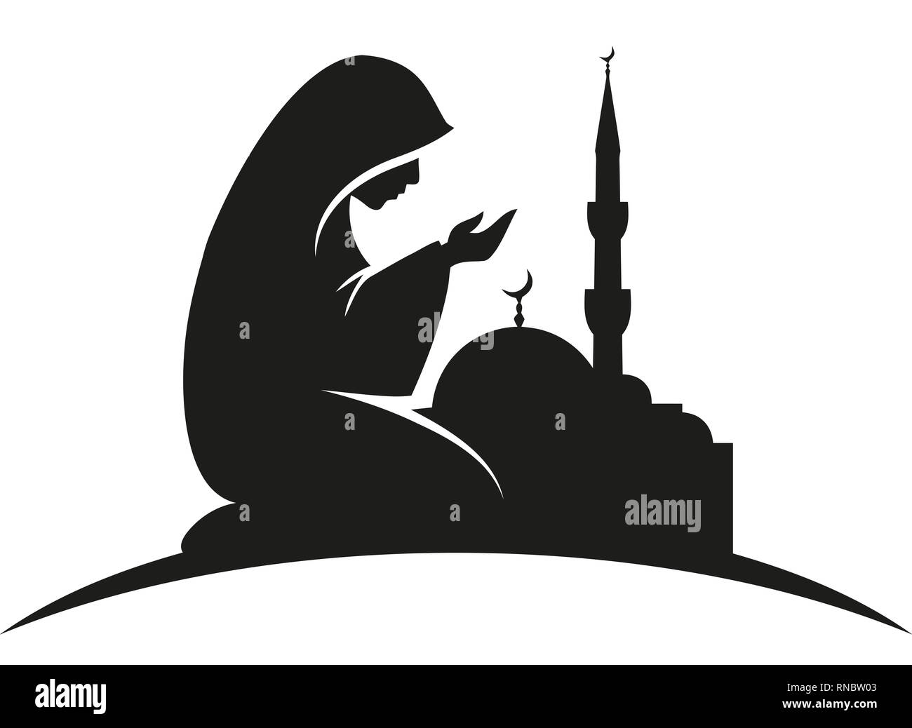 Muslim Woman Praying Silhouette Muslim Woman Praying Silhouette