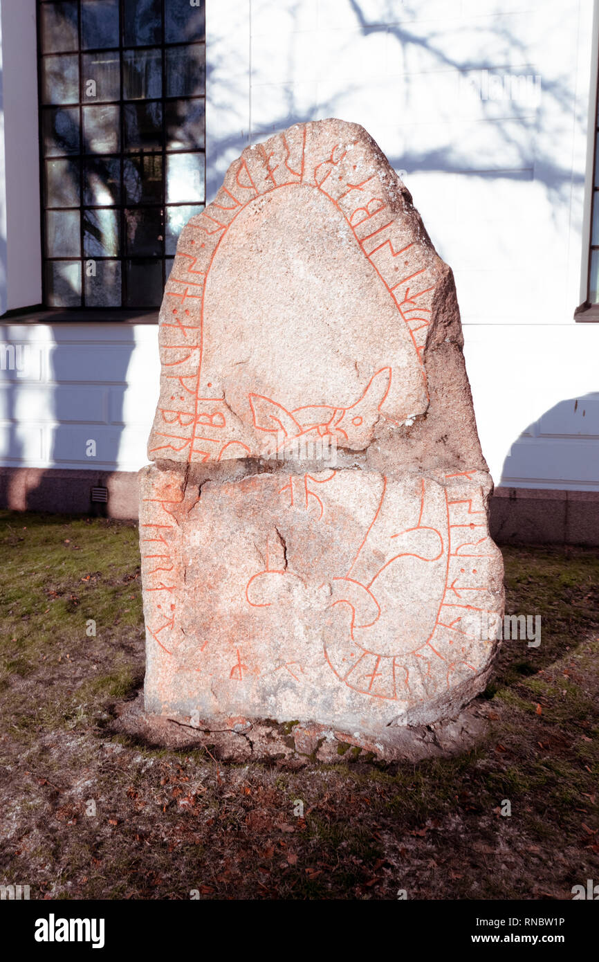 Runestone from around year 1000, was rediscovered in eksjo church wall ...