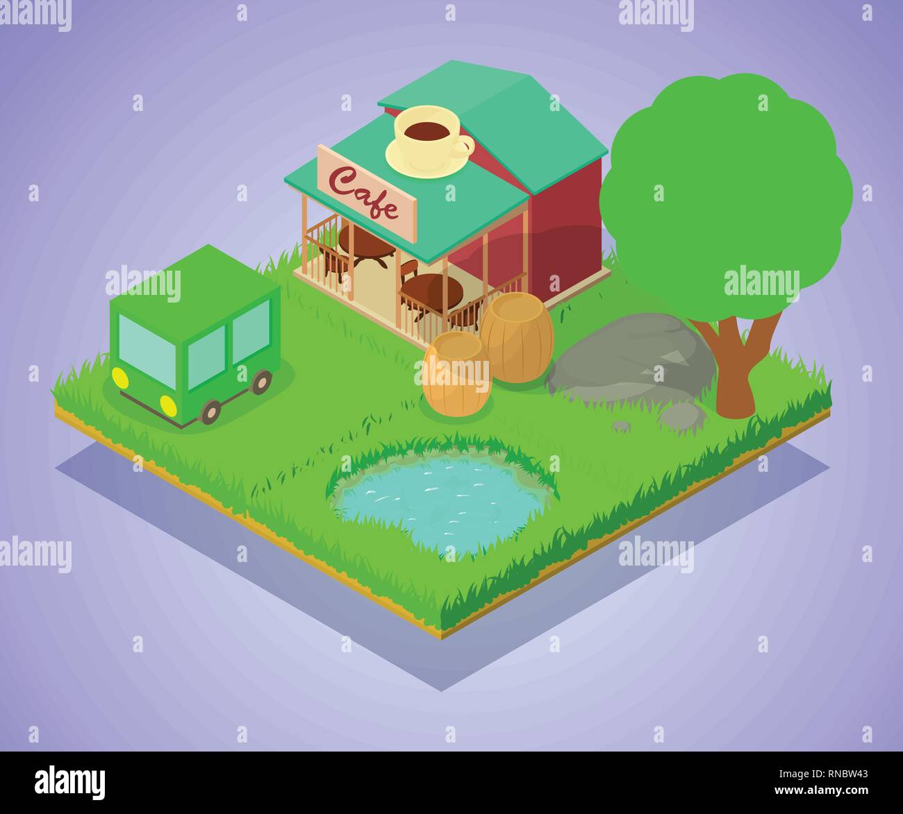 Village cafe concept banner, isometric style Stock Vector Image & Art ...